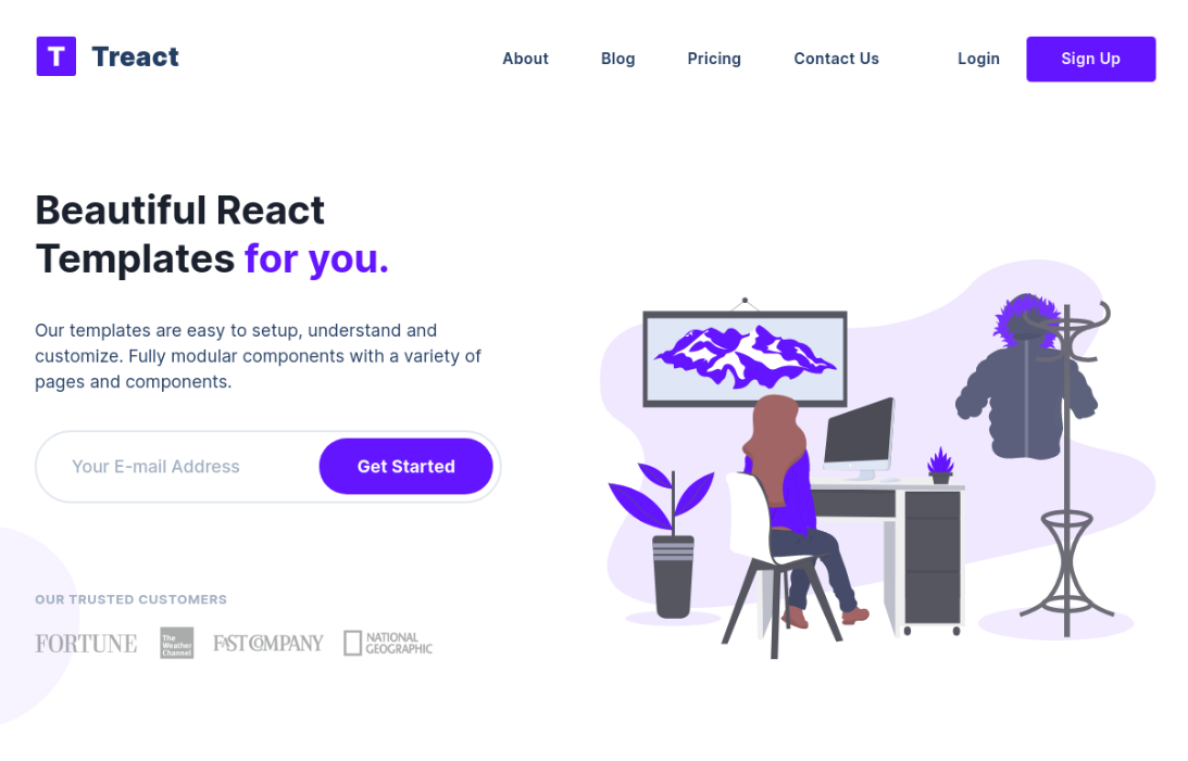 tReact - Free Modern React Templates & Components for building landing ...