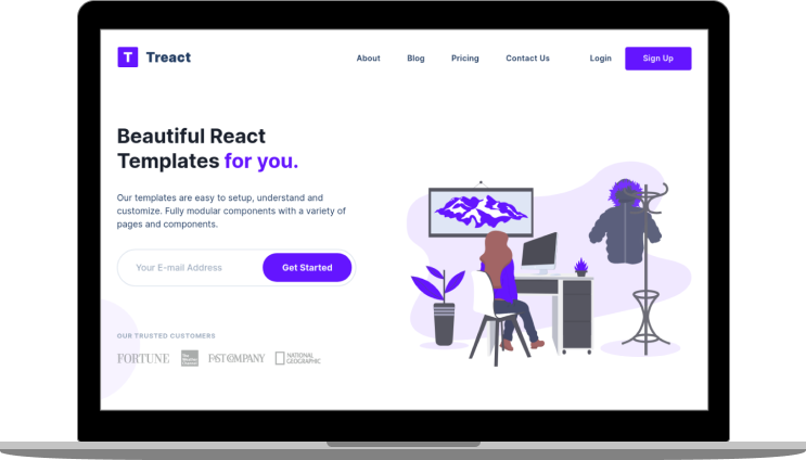 tReact - Free Modern React Templates & Components for building landing ...